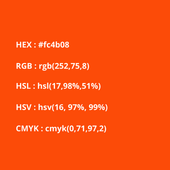 Les codes HTML de la couleur orange fluorescent Schemas ⇨【RGB, HSL, HEX】