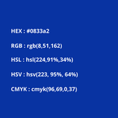 Les codes HTML de la couleur bleu royal Schemas ⇨【RGB, HSL, HEX】