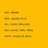 Códigos html del Color ambar Esquemas ⇨【RGB,HSL,HEX】