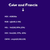 Les codes HTML de la couleur Bleu France Schemas ⇨【RGB, HSL, HEX】