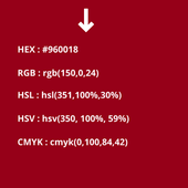 Códigos html del Color carmín Esquemas ⇨【RGB,HSL,HEX】